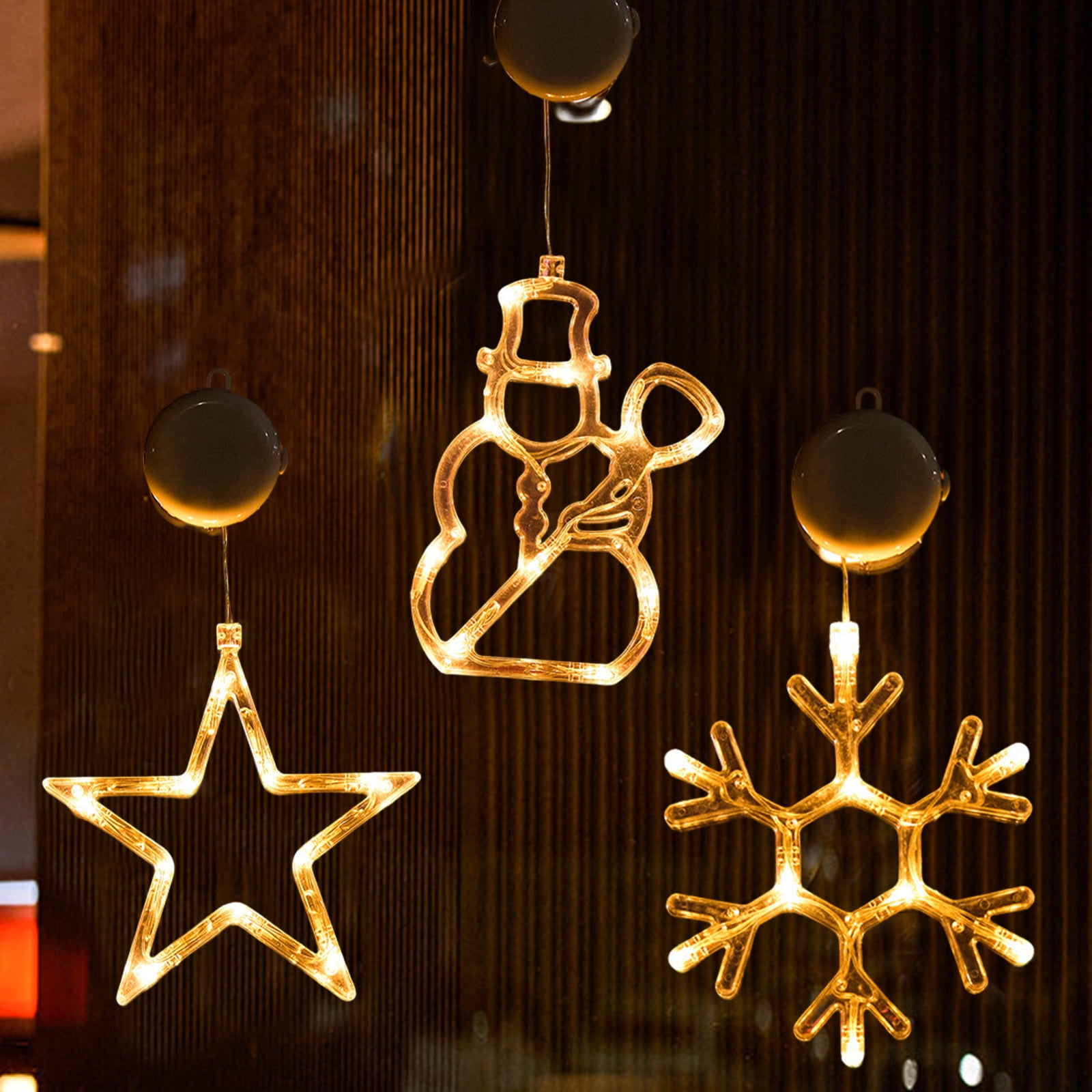 Christmas Window Lights with Suction Cups;Battery Operated Timer ...