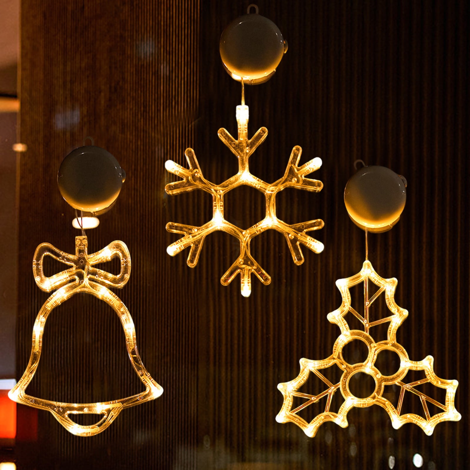 Christmas Window Lights with Suction Cups;Battery Operated Timer ...