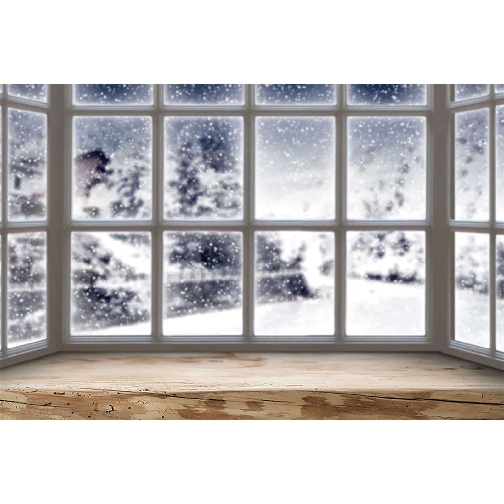 Christmas Window Photography Backdrop Snowflake Santa Pine Forest ...