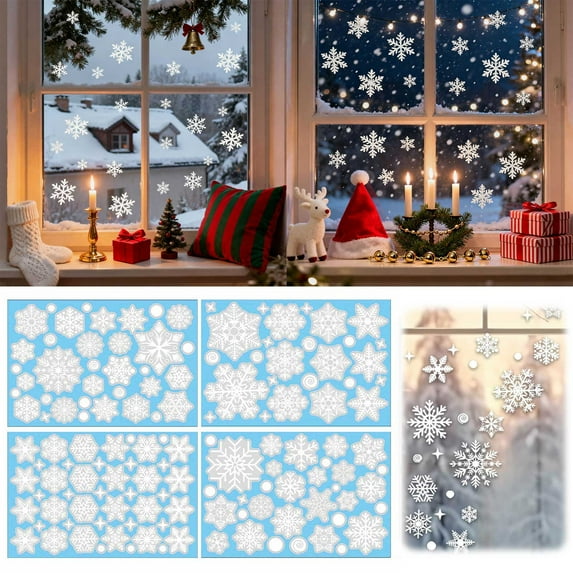 Christmas Window Sticker Set - white snowflake anti-static window ...