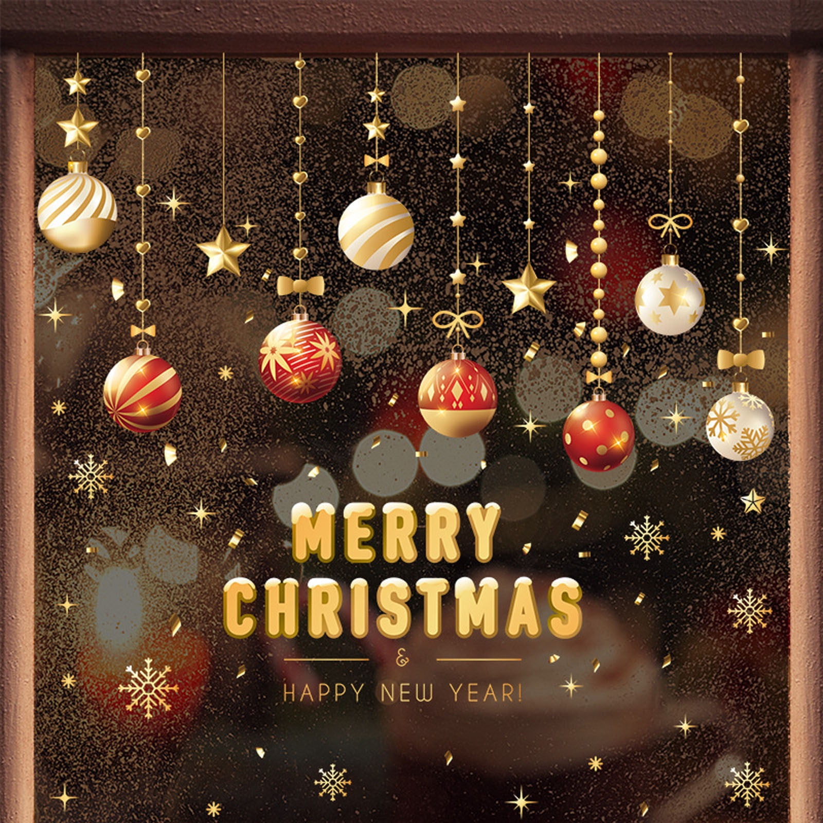 Christmas Window Stickers Christmas Balls Shopping Center Window Glass ...