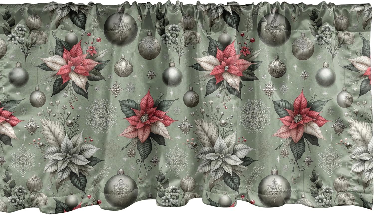 Christmas Window Valance Pack of 2, Dreamy Xmas Evening with Snowflakes ...