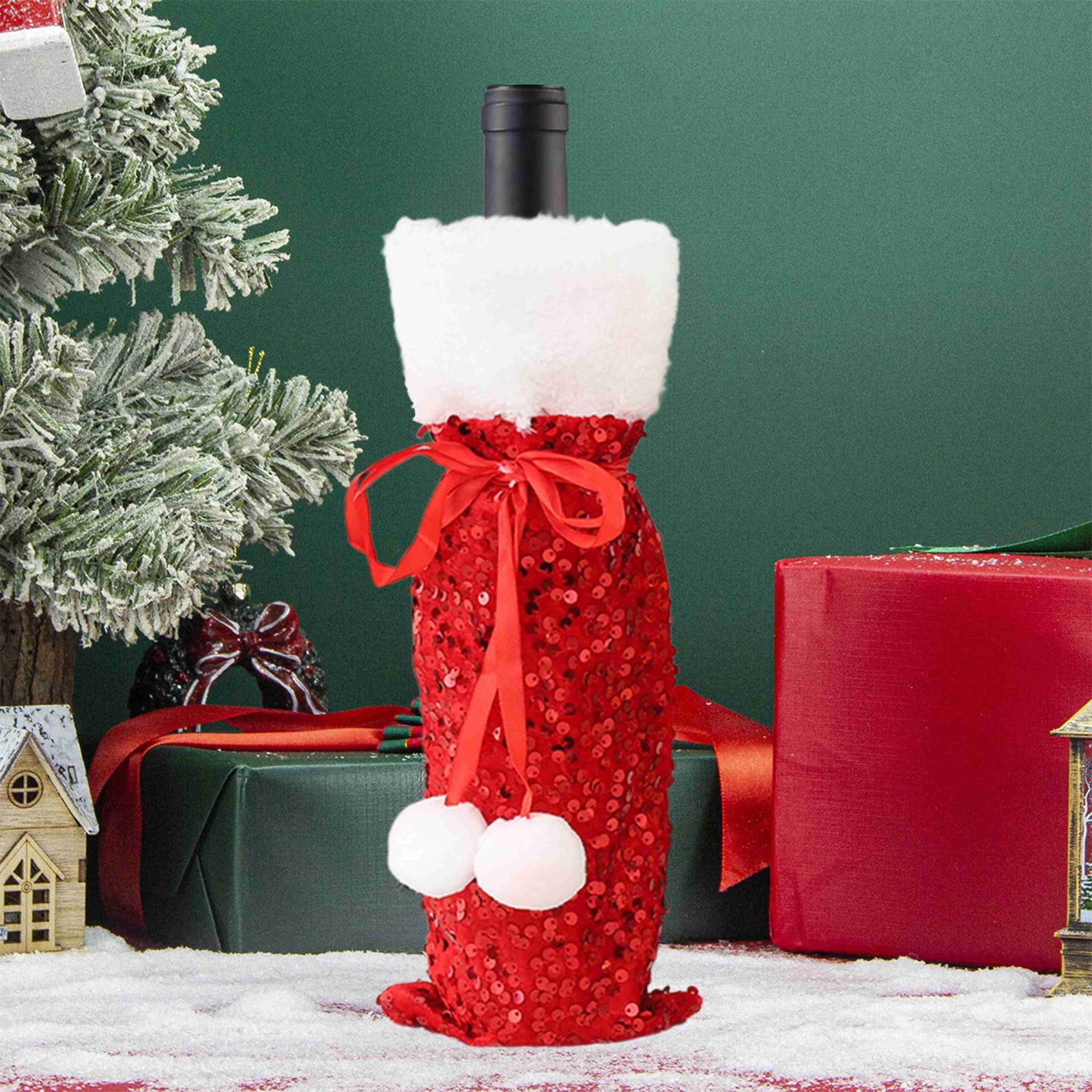 Christmas Wine Bottle Cover Cute Red Wine Bottle Decoration Bag ...