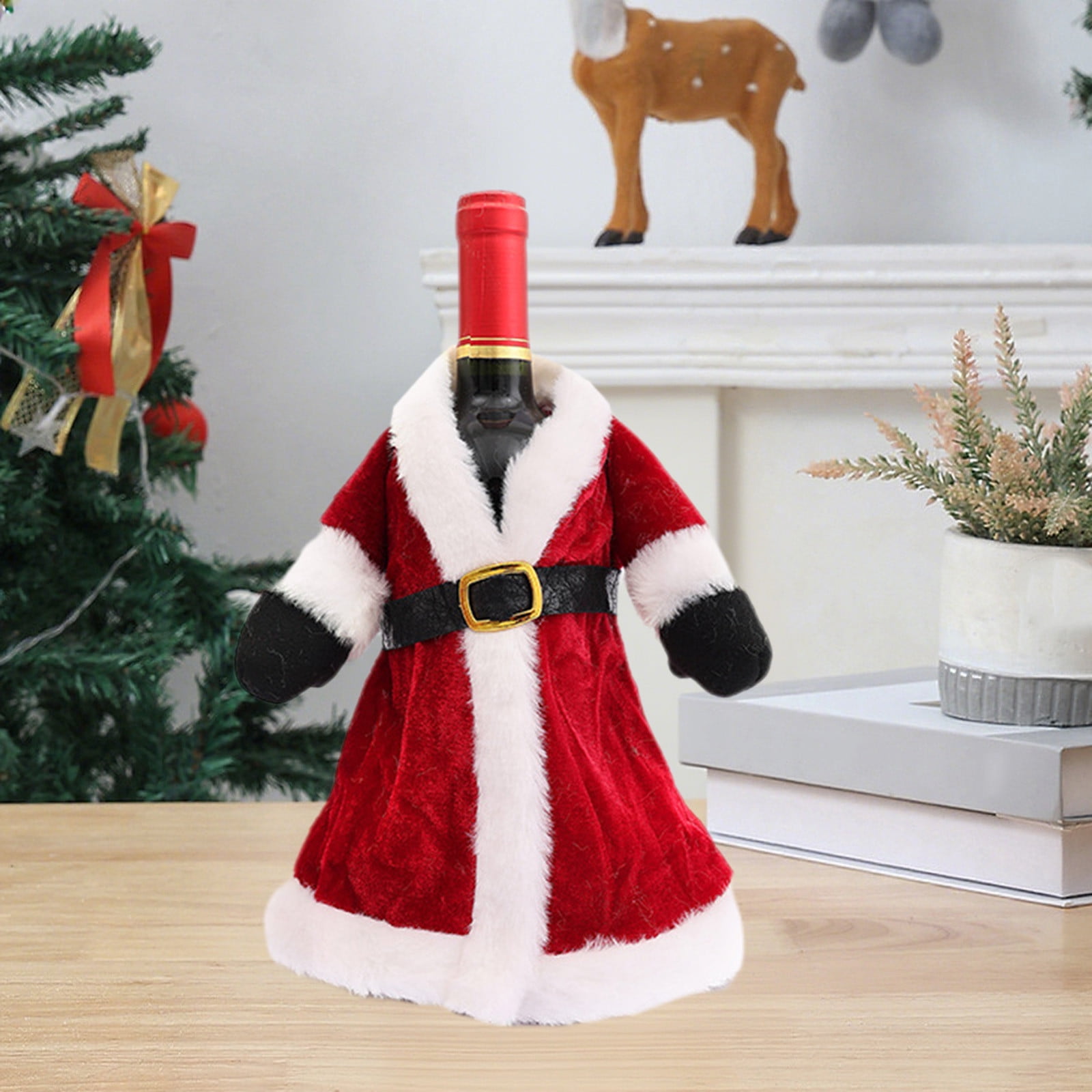 Christmas Wine Bottle Cover Gold Velvet | Festive Table Decoration ...