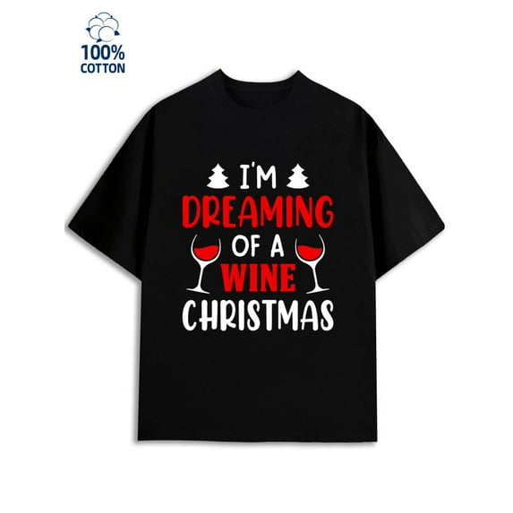 Christmas Wine Dream mens faith 180G 100% Cotton black negra negra ...