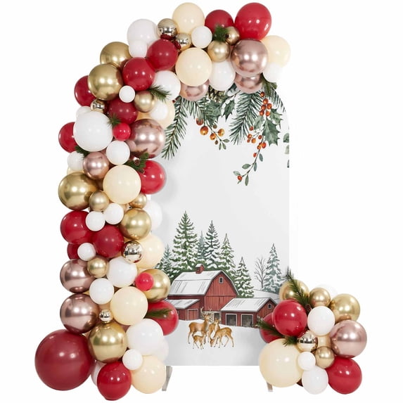 Christmas Winter Arch Backdrop Covers 6.6 FT, Farmhouse Barn Deer Pine ...