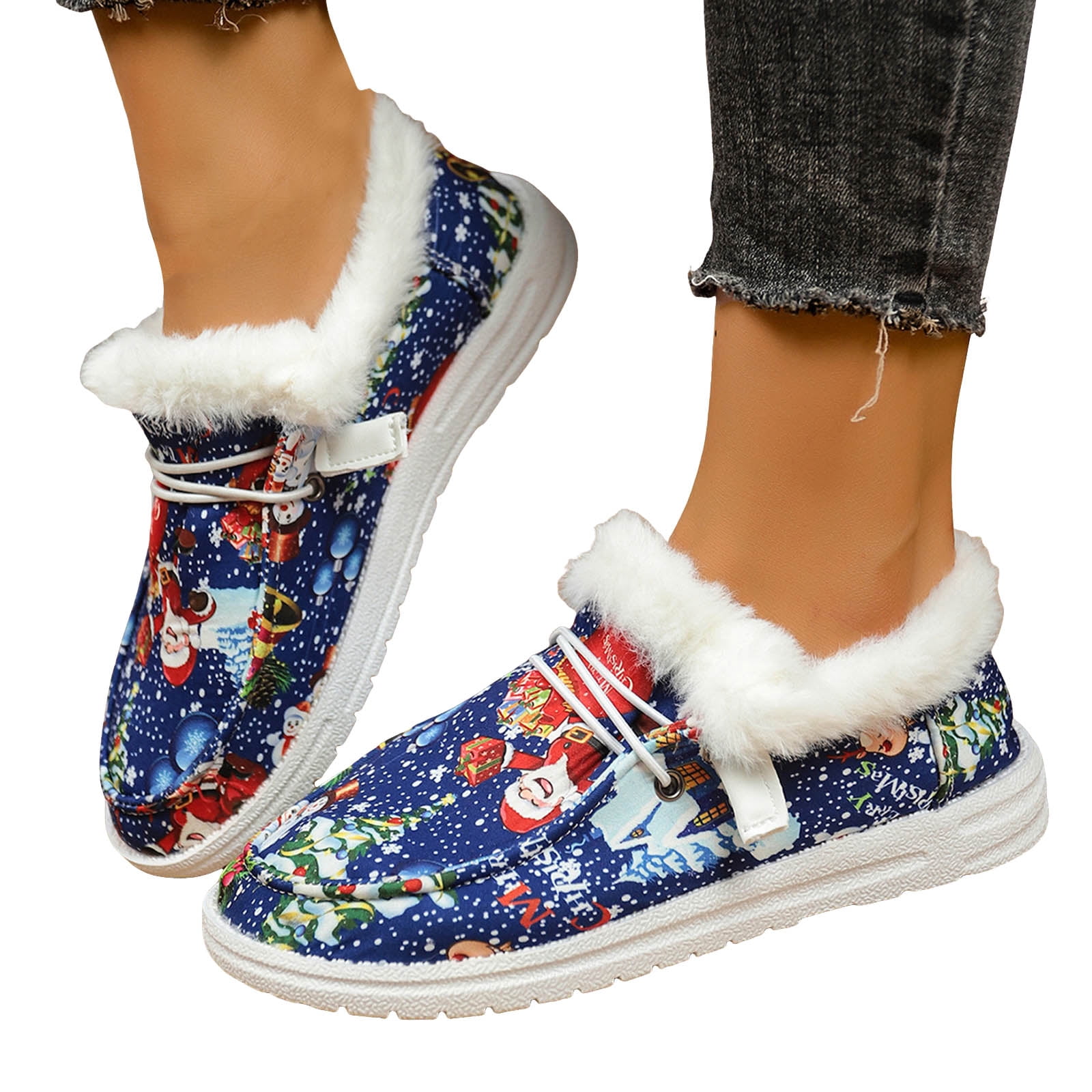 Christmas Winter Boots for Women 2025 Xmas Fuzzy Snow Ankle Booties ...