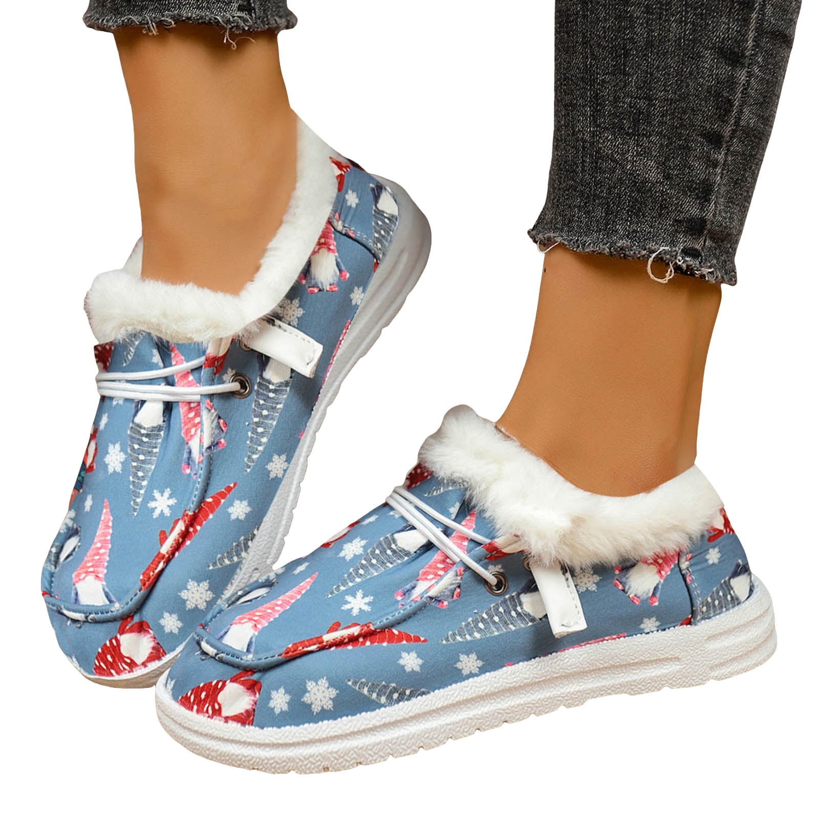 Christmas Winter Boots for Women 2025 Xmas Fuzzy Snow Ankle Booties ...