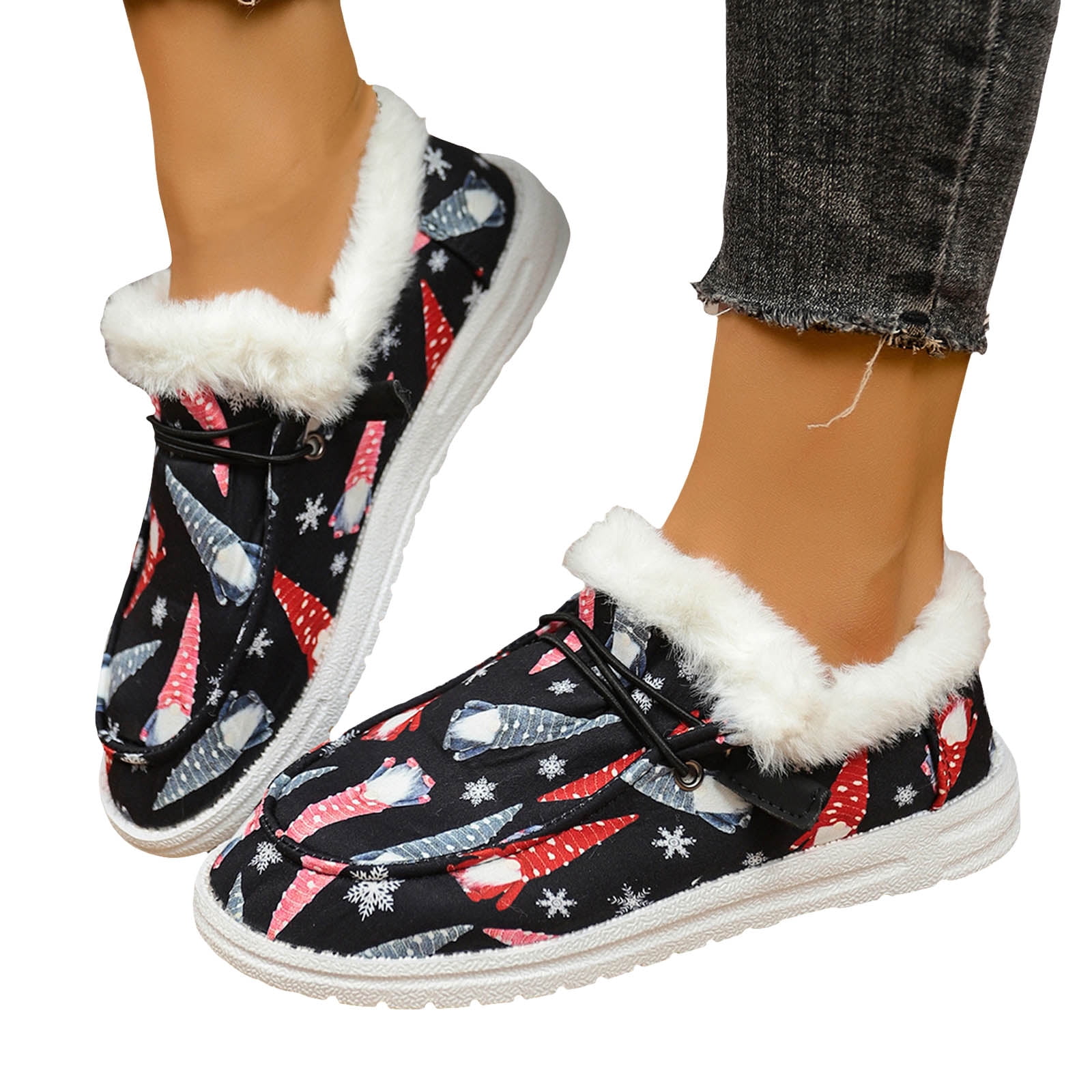 Christmas Winter Boots for Women 2025 Xmas Fuzzy Snow Ankle Booties ...