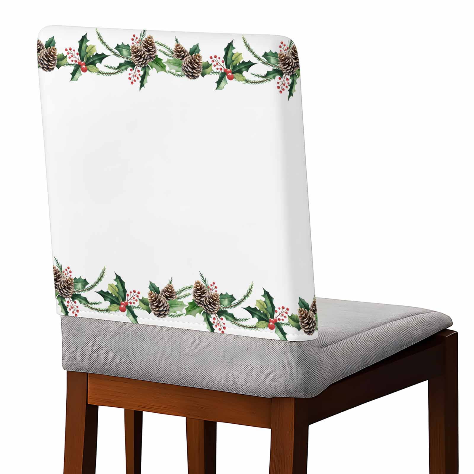 Christmas Winter Chair Covers Set of 4 Pine Cone Berry Plant Pastoral ...