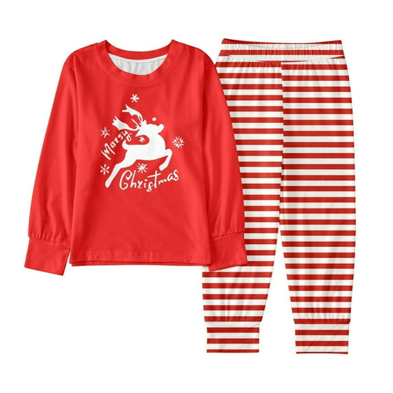 Christmas Winter Girls Long Sleeve Pajama With Festive Cartoon Reindeer ...