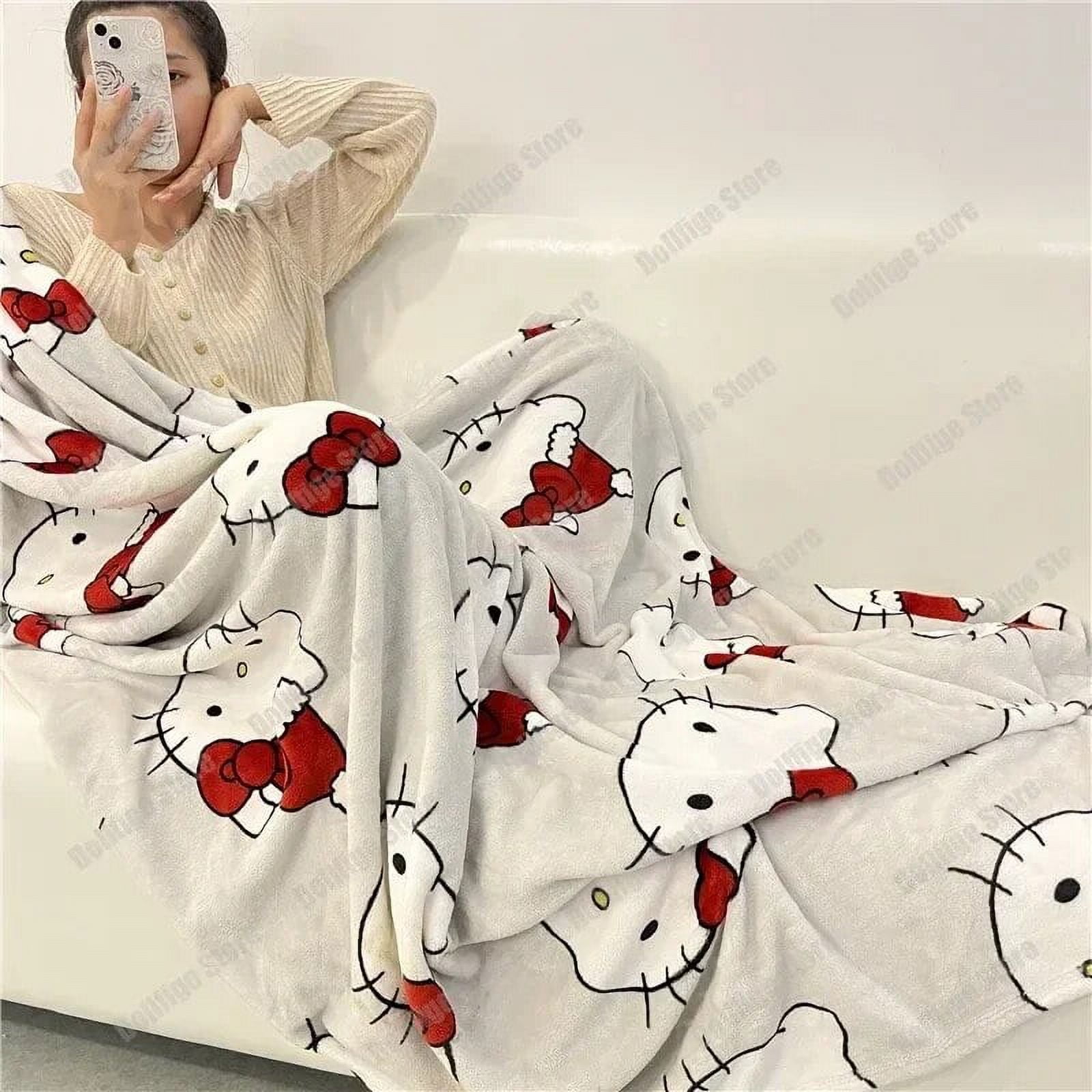 Christmas Winter Hello Kitty Plush Kawaii Large Flannel Blanket Warm ...