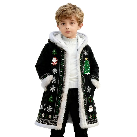 Christmas Winter Holiday Kids Cloak Sweater Jacket With Character Print ...