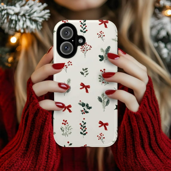 Christmas Winter Holly Bow Collage Festive Phone Case with iPhone 17 to ...