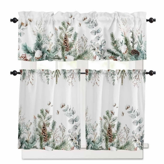 Christmas Winter Kitchen Curtains Valances and Tiers Set of 3 ...
