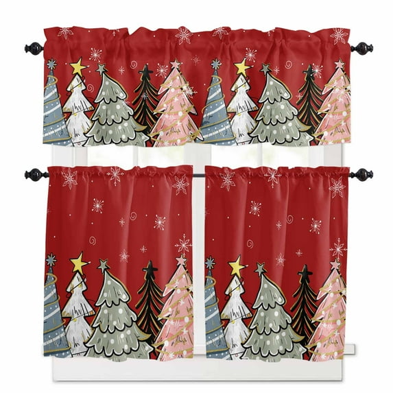 Christmas Winter Kitchen Curtains Valances and Tiers Set of 3 ...