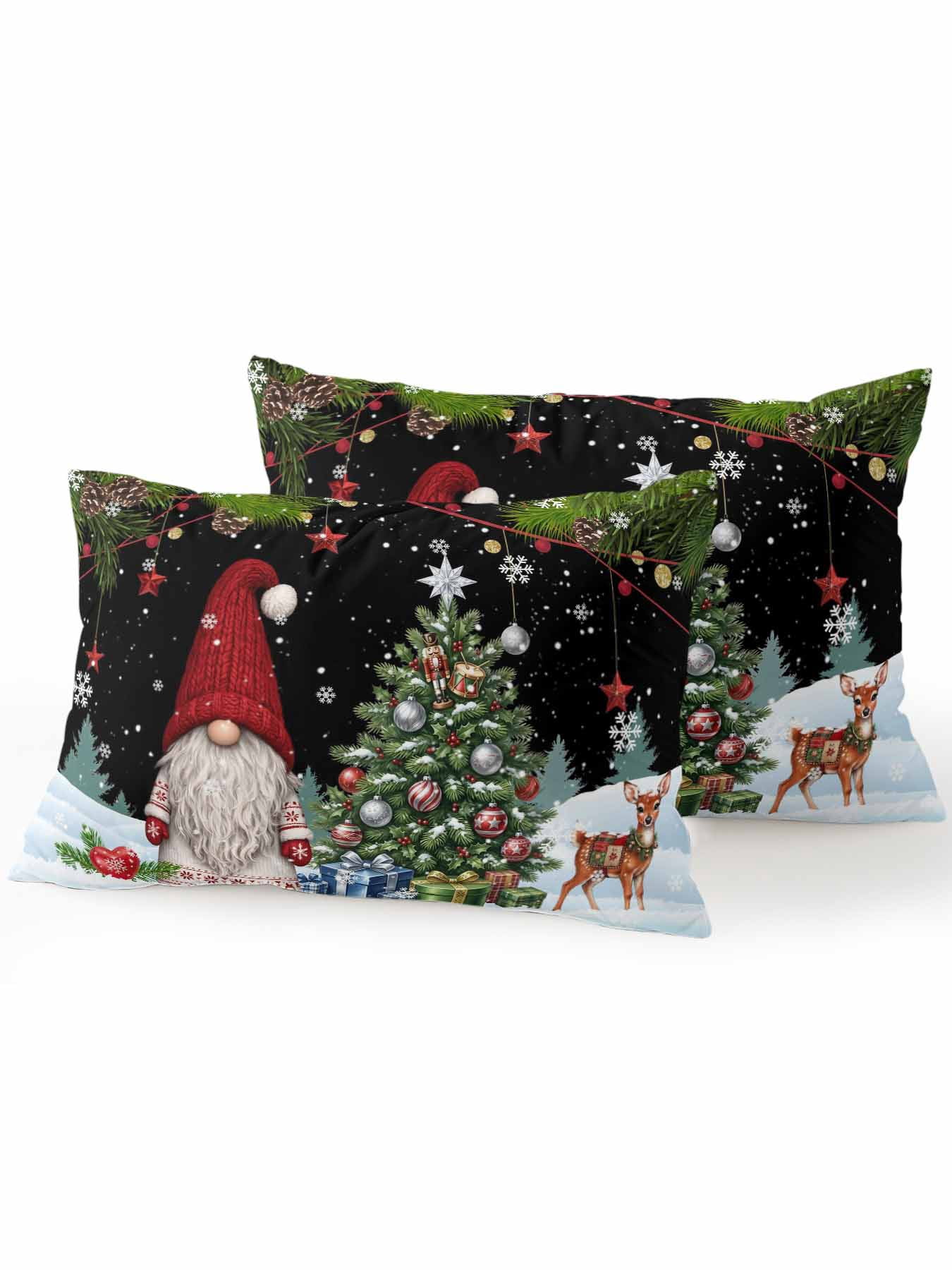 Christmas Winter Outdoor Throw Pillows with Inserts Set of 2, 12