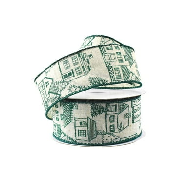 HOMEFORD Christmas Blueberry Branch Faux Linen Wired Ribbon, 2-1/2-inch ...