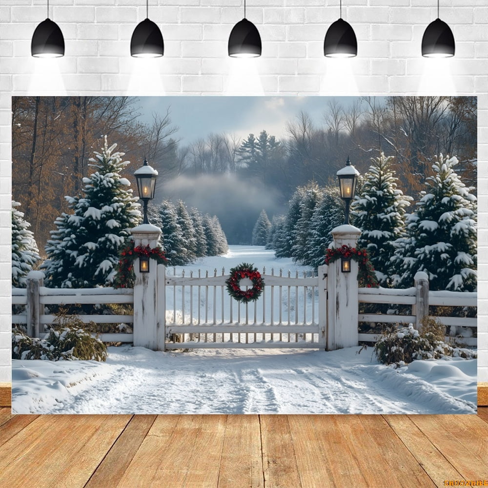 Christmas Winter Photography Backdrop Outdoor Nature Scery Snow Forest ...