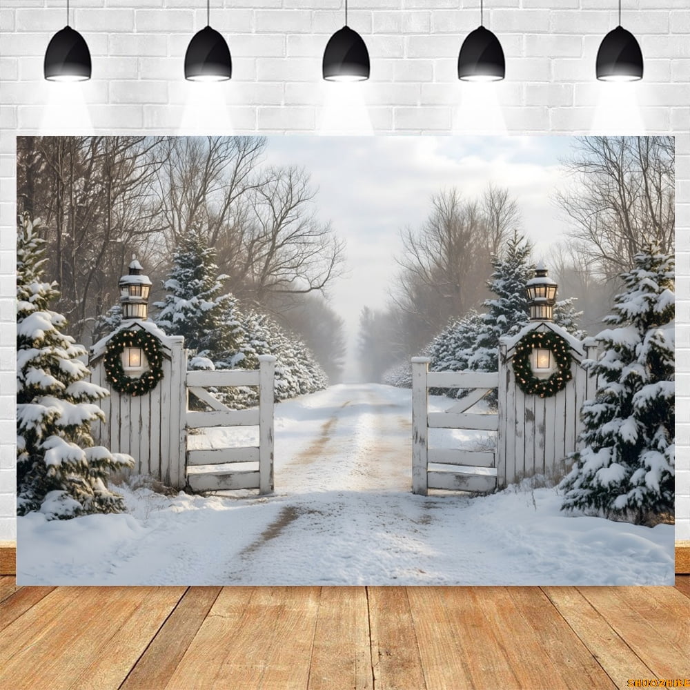 Christmas Winter Photography Backdrop Outdoor Nature Scery Snow Forest ...