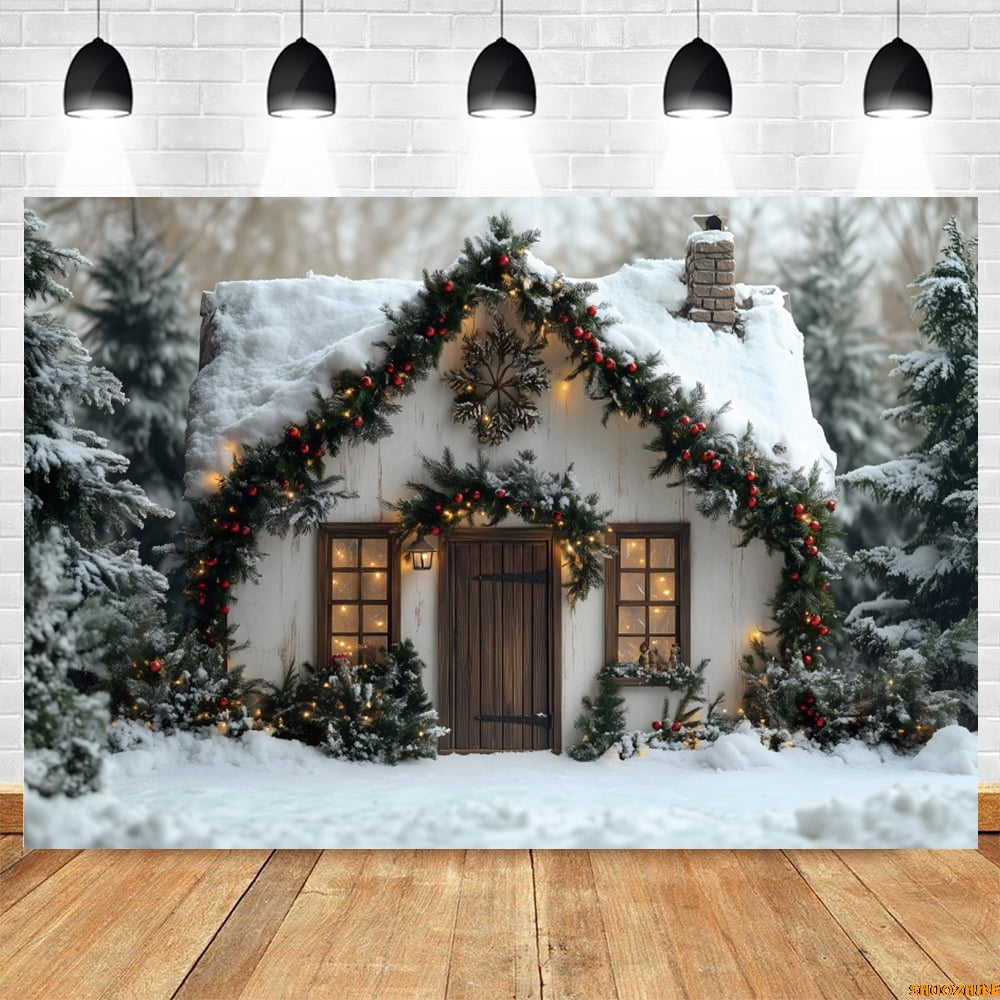 Christmas Winter Photography Backdrop Outdoor Nature Scery Snow Forest ...