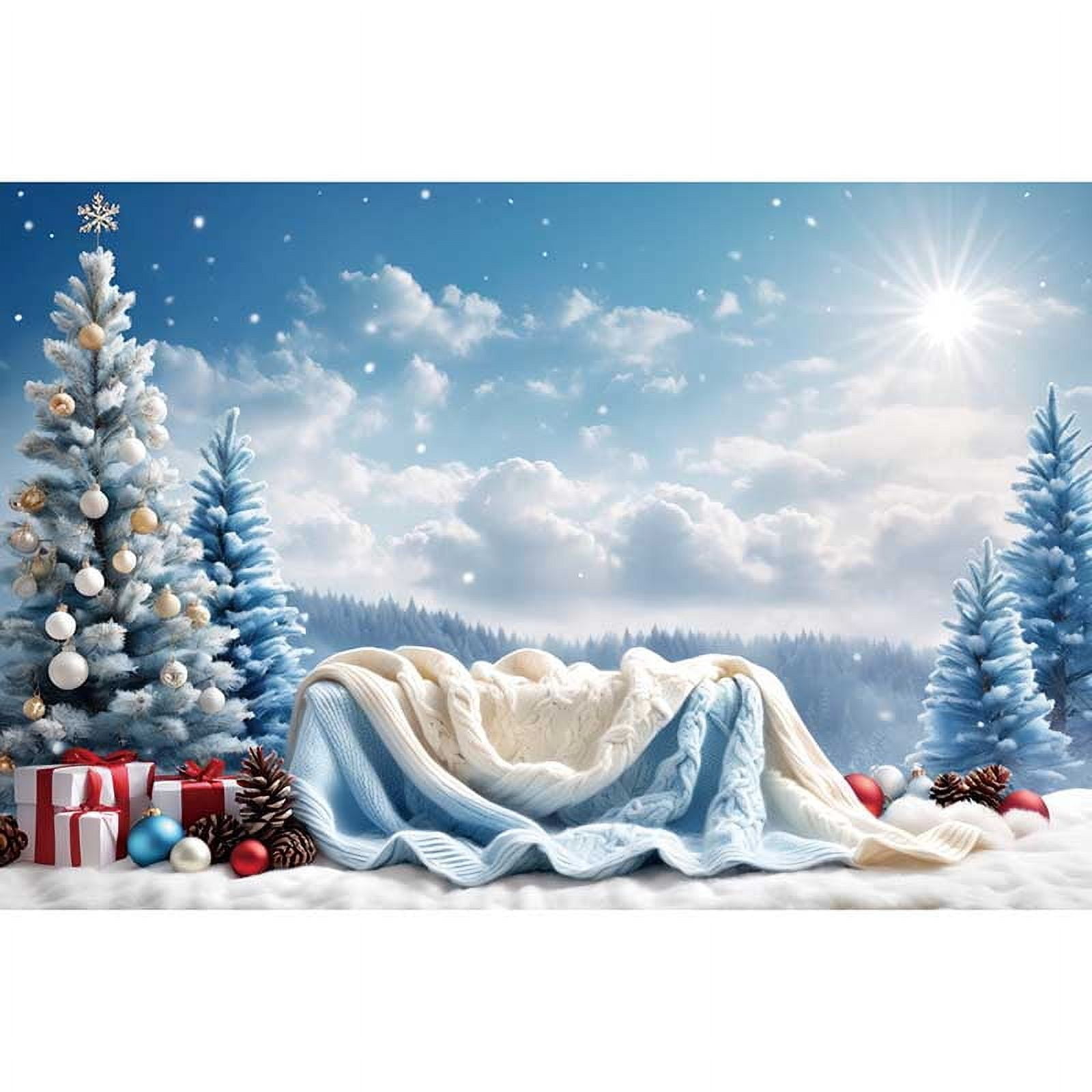 Christmas Winter Snow Landscape Photography Backdrops Forest Clouds Sky ...