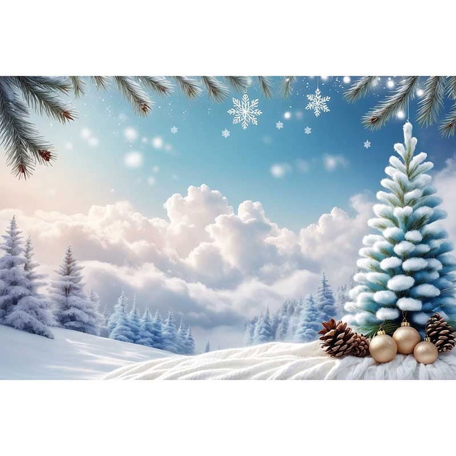 Christmas Winter Snow Landscape Photography Backdrops Forest Clouds Sky ...