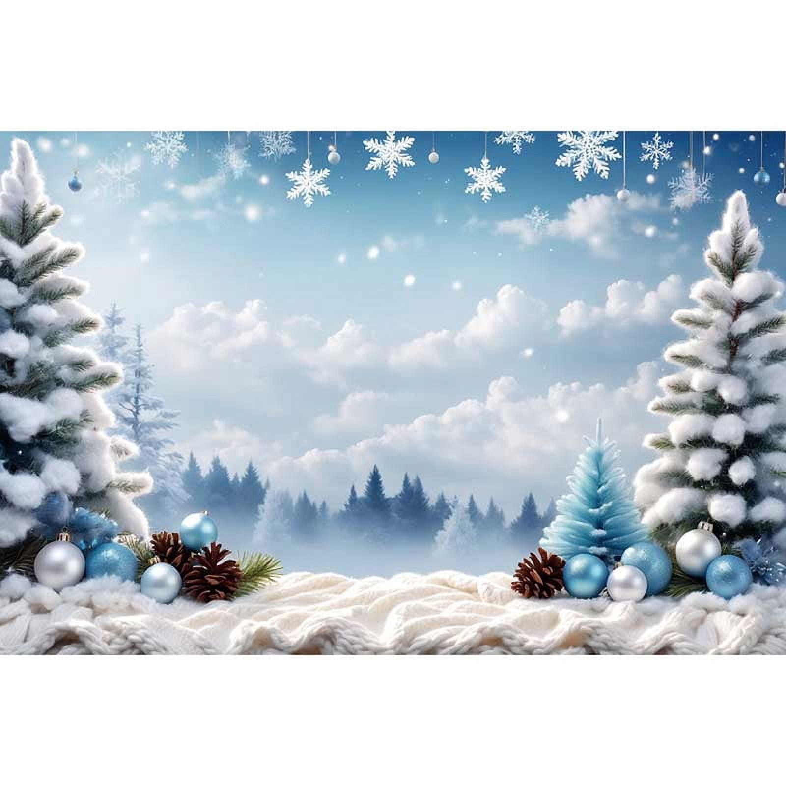 Christmas Winter Snow Landscape Photography Backdrops Forest Clouds Sky ...