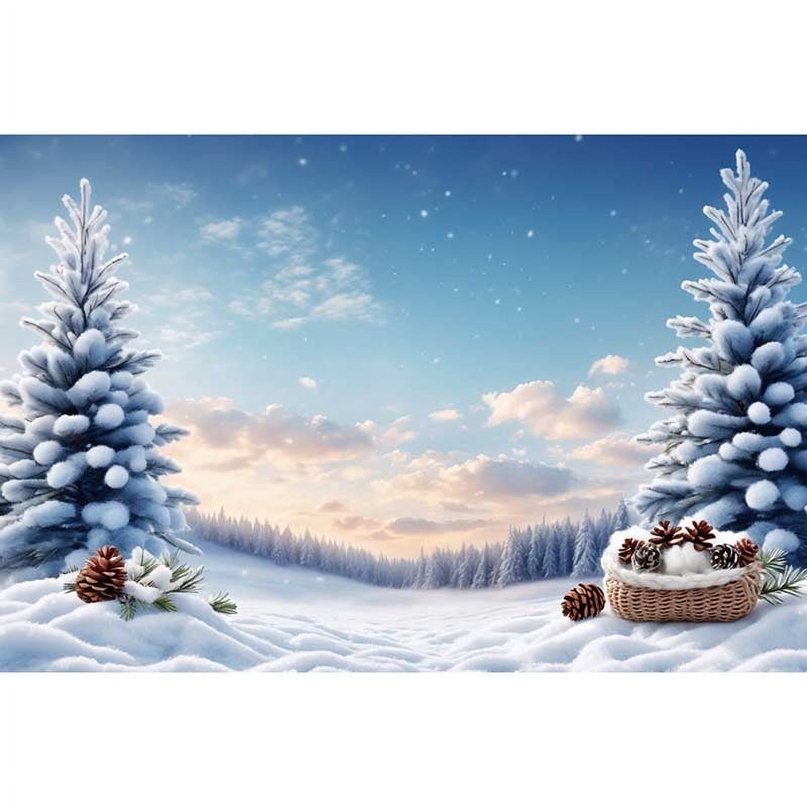 Christmas Winter Snow Landscape Photography Backdrops Forest Clouds Sky ...