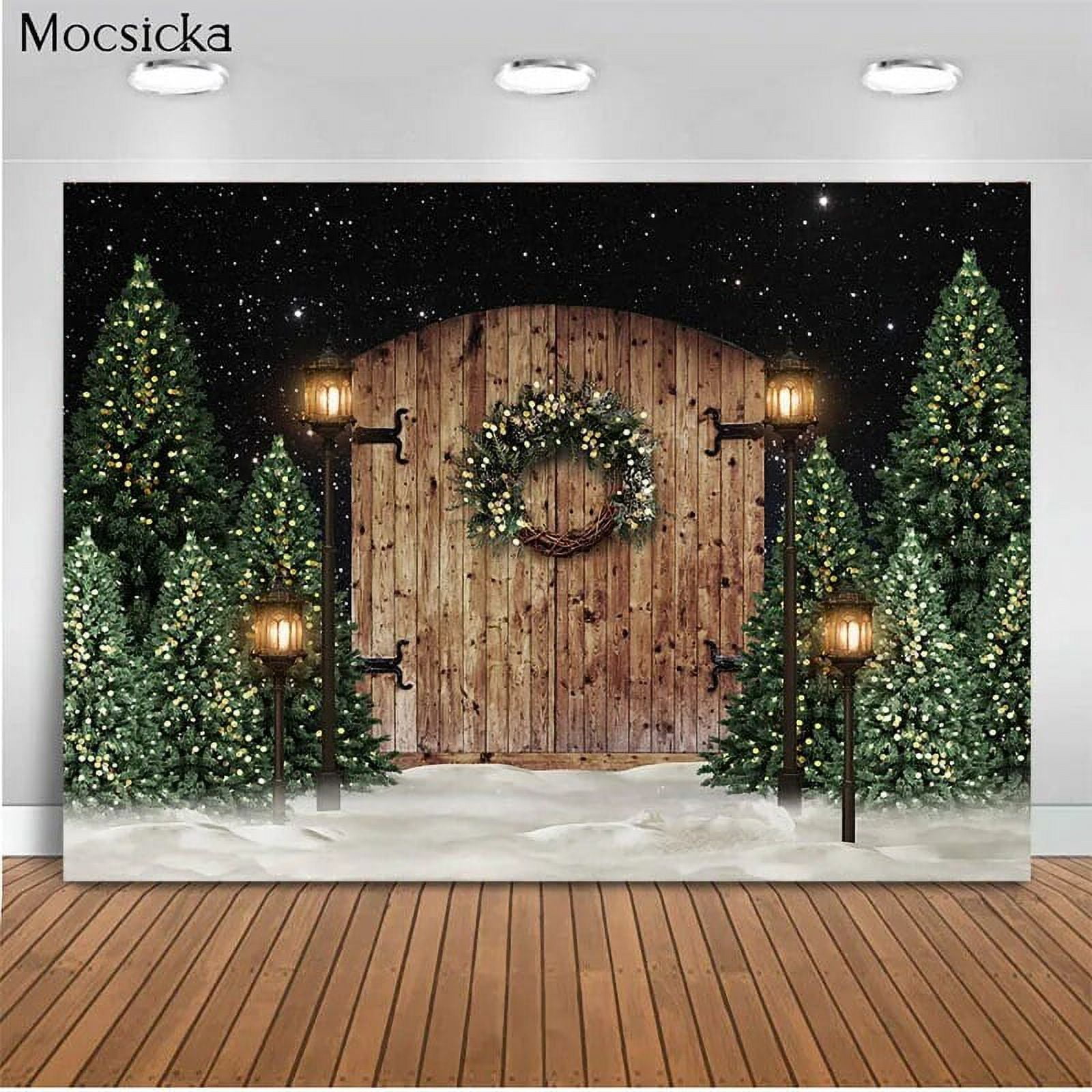 Christmas Winter Snow Night Backdrops For Photography Christmas Tree ...