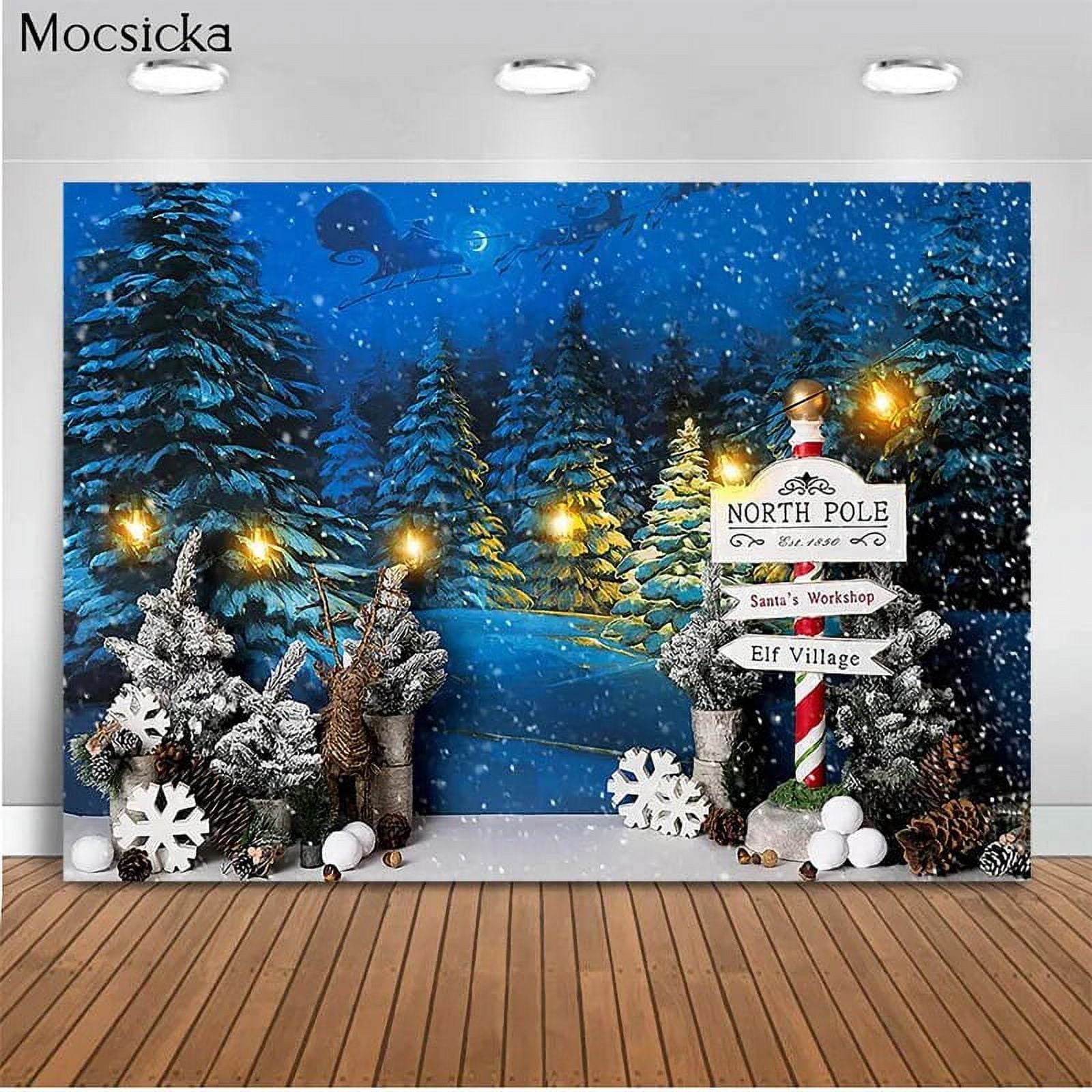 Christmas Winter Snow Night Backdrops For Photography Christmas Tree ...