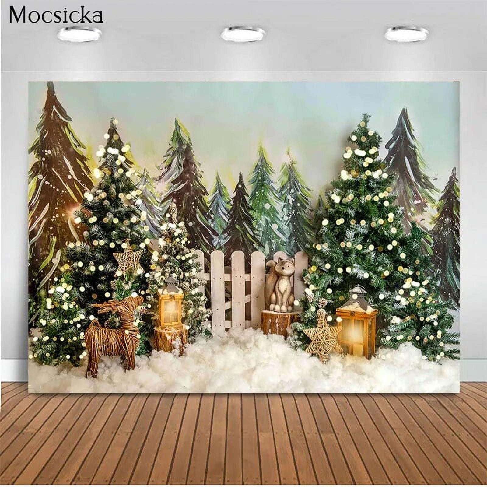 Christmas Winter Snow Night Backdrops For Photography Christmas Tree ...