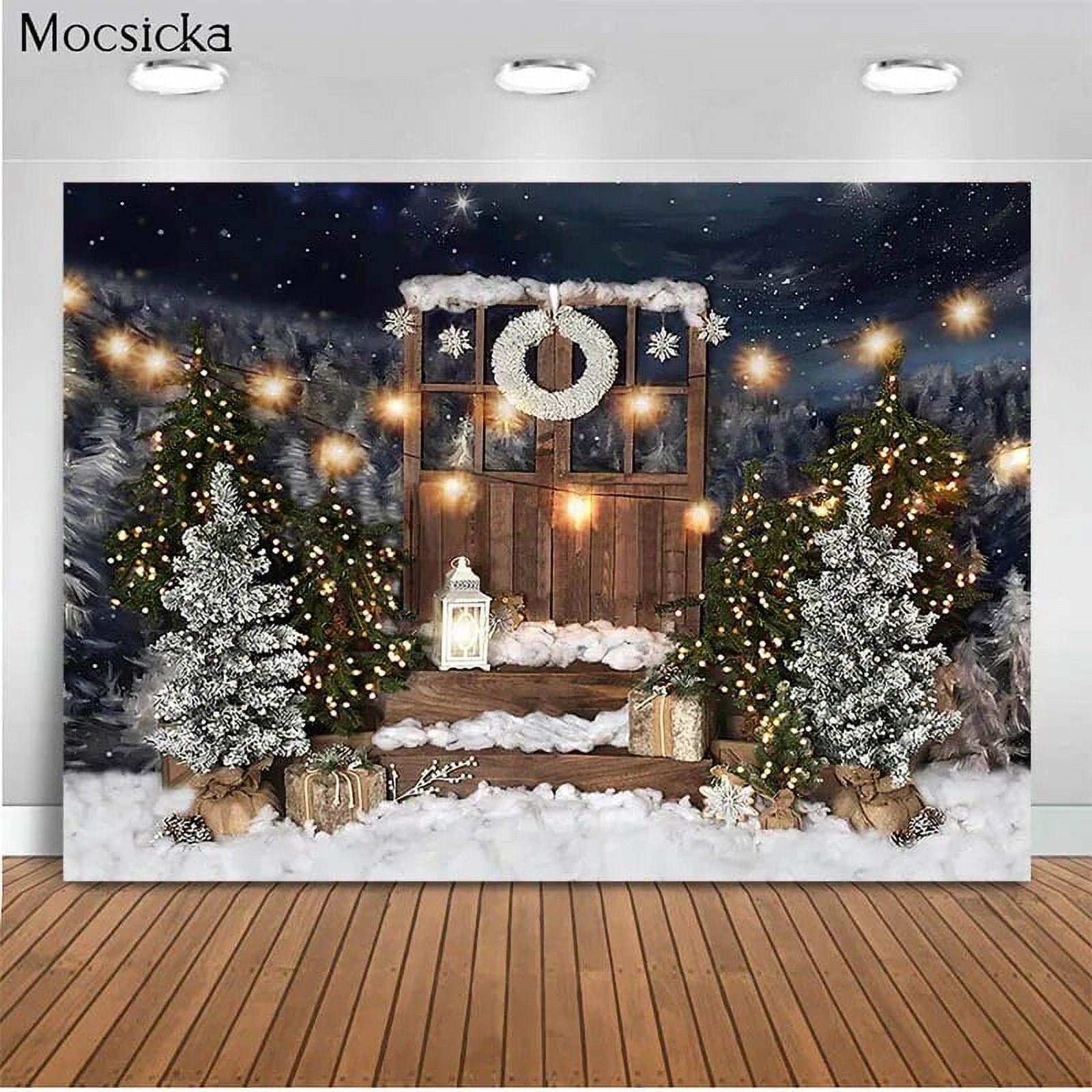 Christmas Winter Snow Night Backdrops For Photography Christmas Tree ...