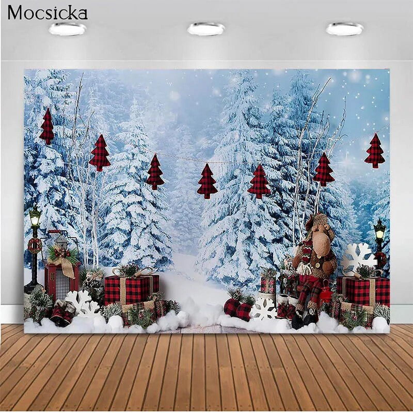 Christmas Winter Snow Night Backdrops For Photography Christmas Tree ...