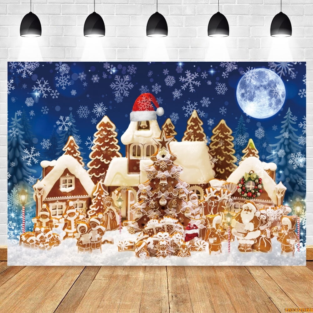 Christmas Winter Snow Sce Backdrop for Photography Snowman Xmas Tree ...