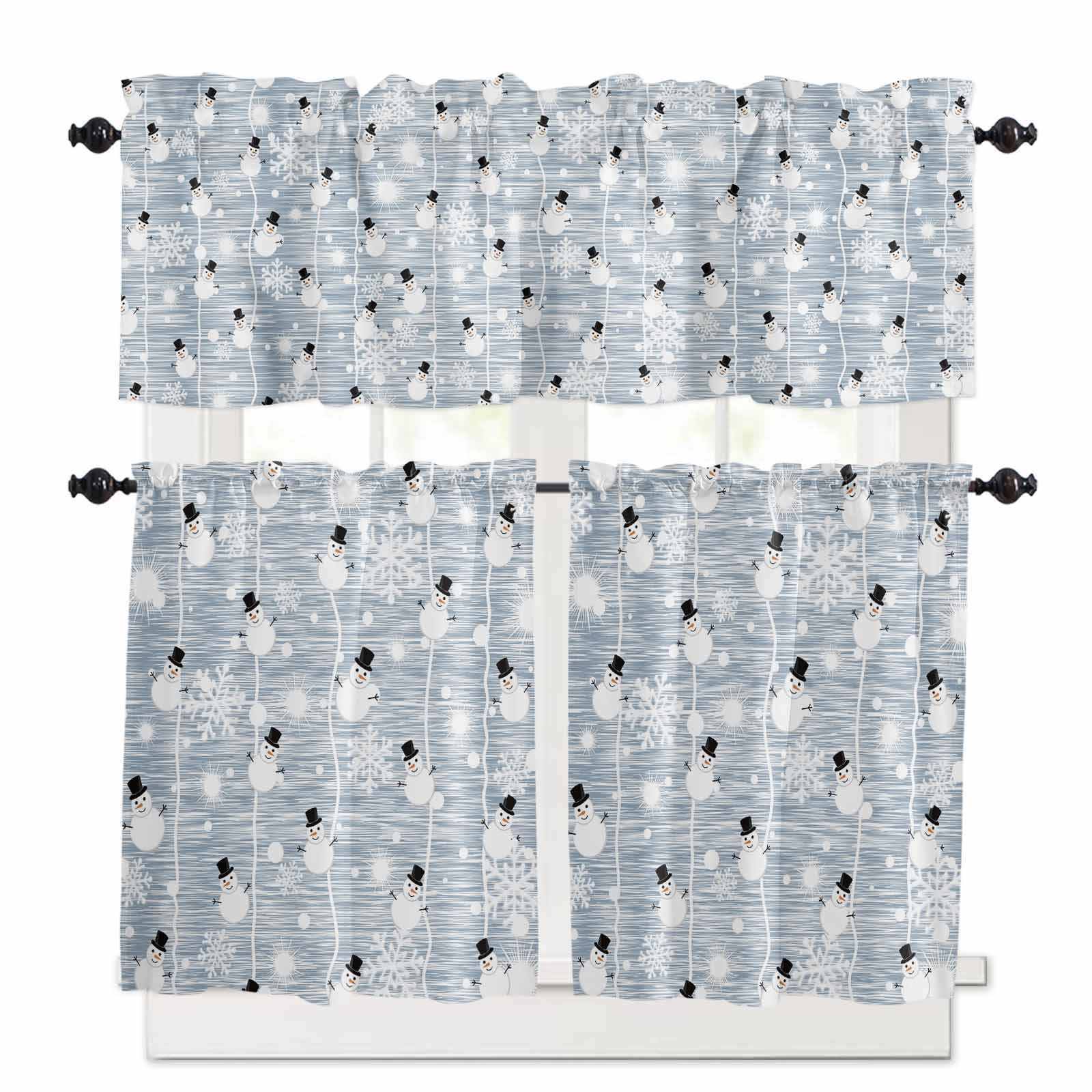 Christmas Winter Snowman Kitchen Curtains and Valances Set, Xmas ...