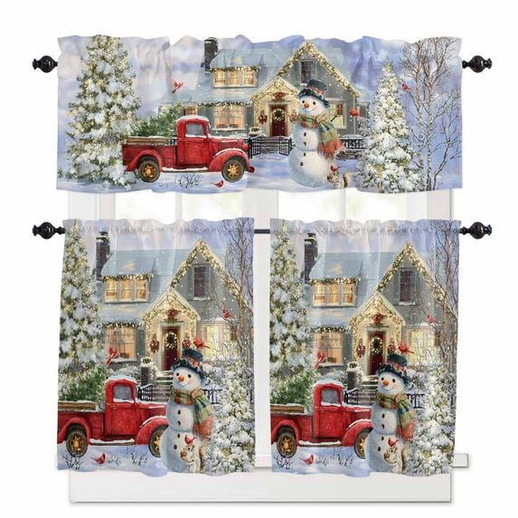Christmas Winter Snowman Kitchen Curtains Valances and Tiers Set of 3 ...