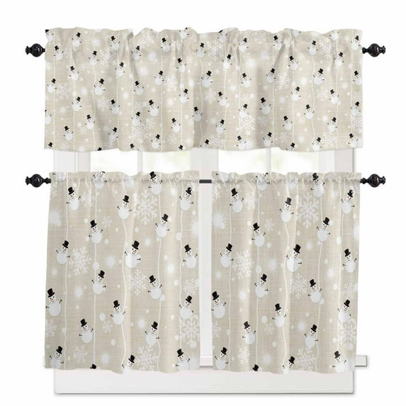 Christmas Winter Snowman Kitchen Curtains Valances and Tiers Set of 3 ...