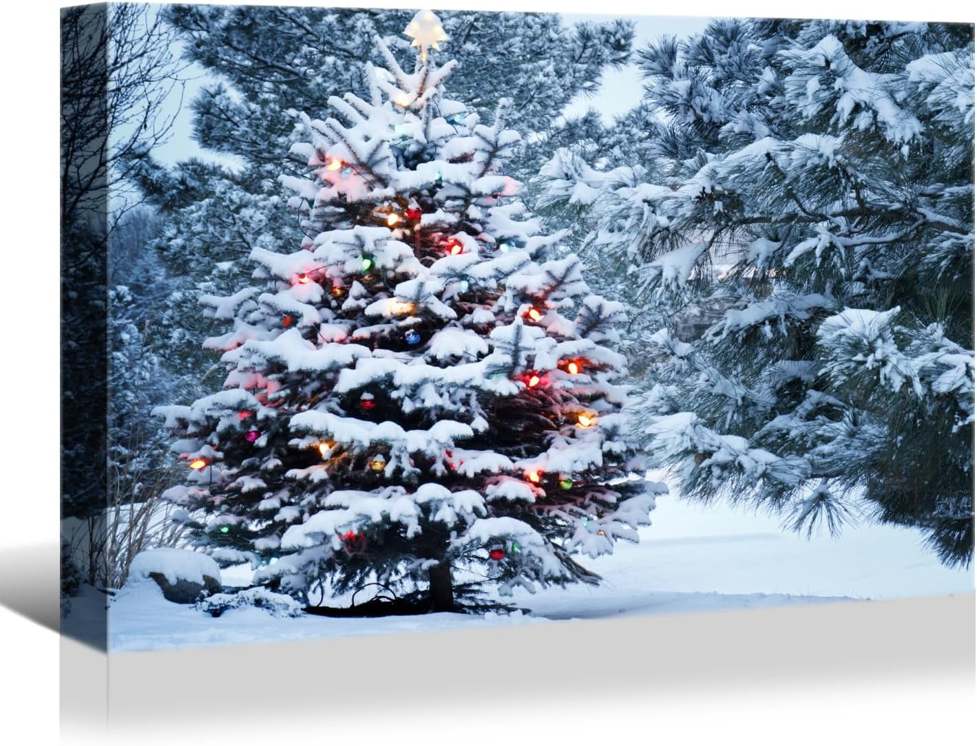 Christmas Winter Wall Art Christmas Tree Paintings Decorations Snowy ...