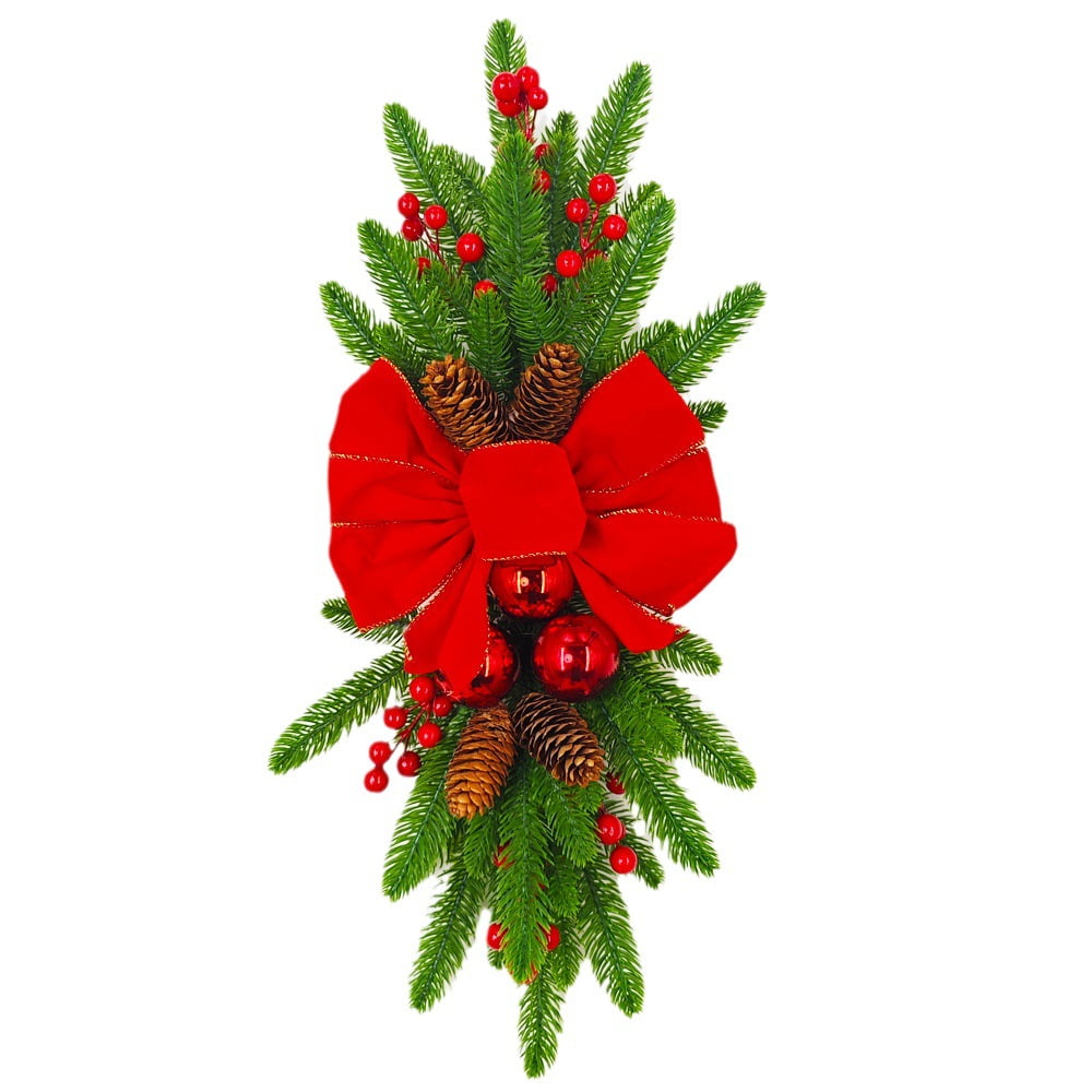 Christmas Winter Wreath Swag Artificial Light Up Garland with Pinecones ...