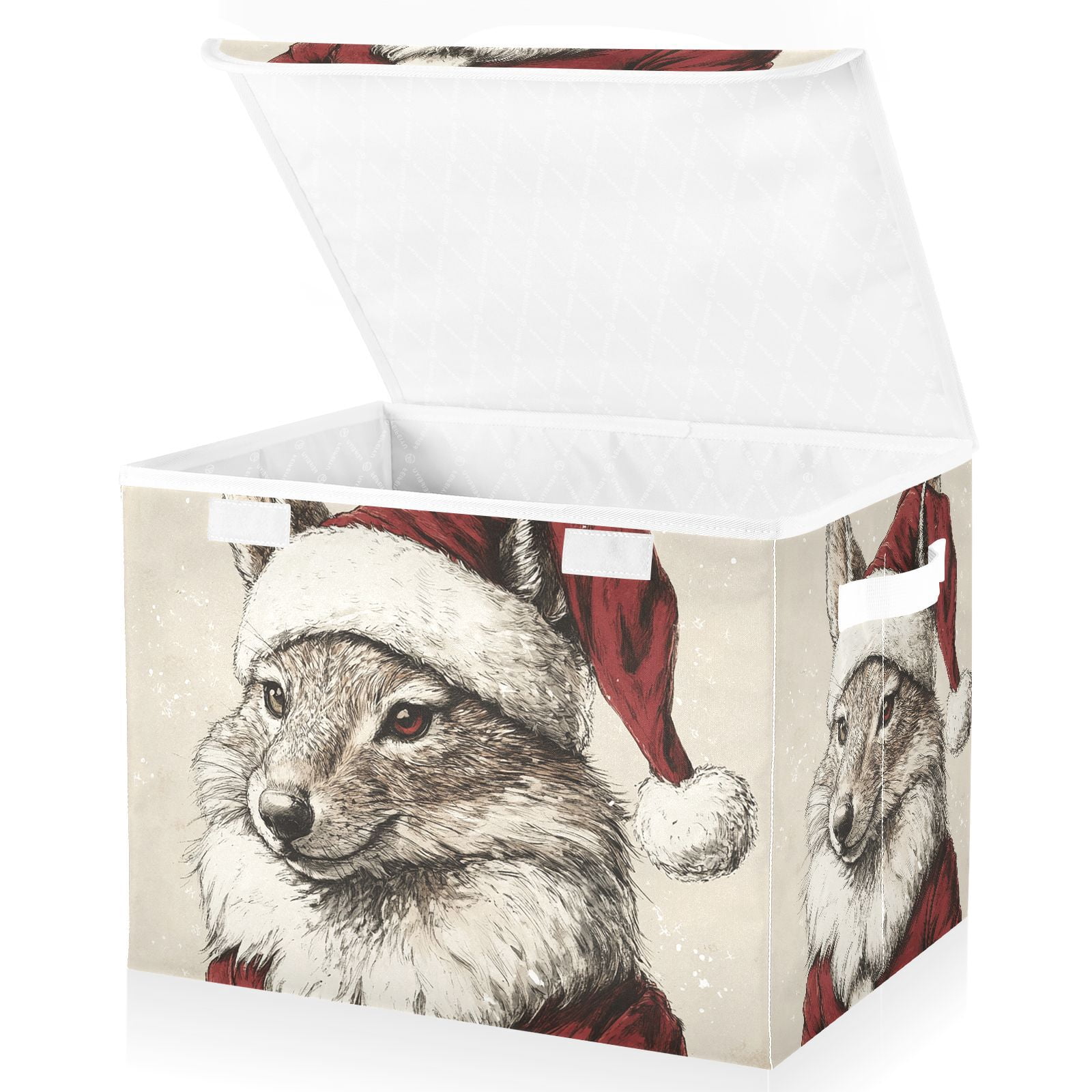 Christmas Wolf Storage Basket for Shelves Foldable Container Organizer ...