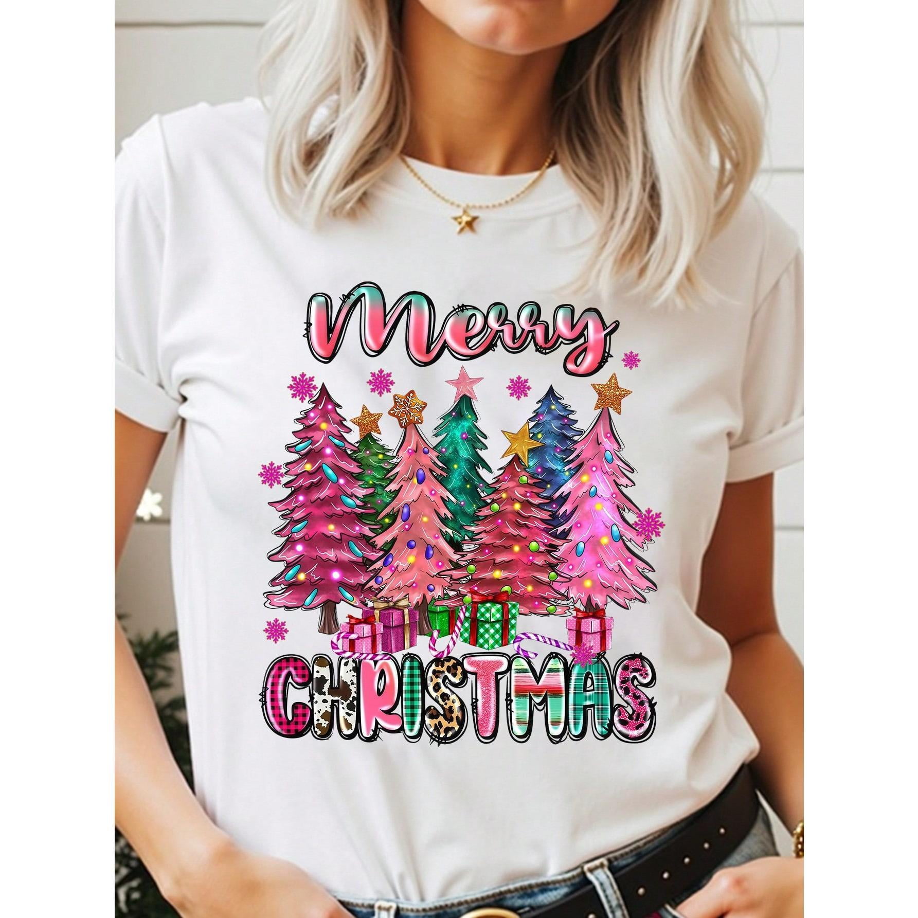Christmas Women Casual Fashion Cute Colorful Christmas Tree Shape ...
