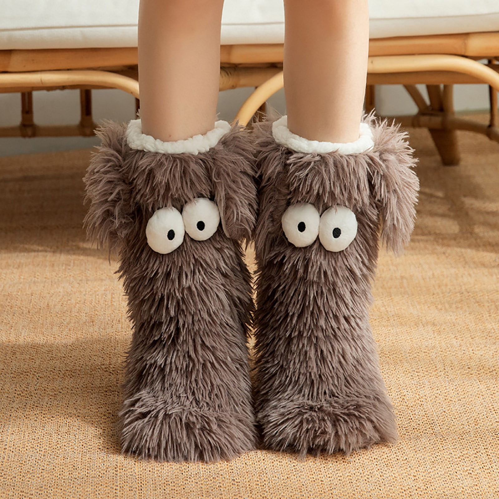 Christmas Women’s Fuzzy Sleeping Socks, Soft Warm Floor Socks with Non ...