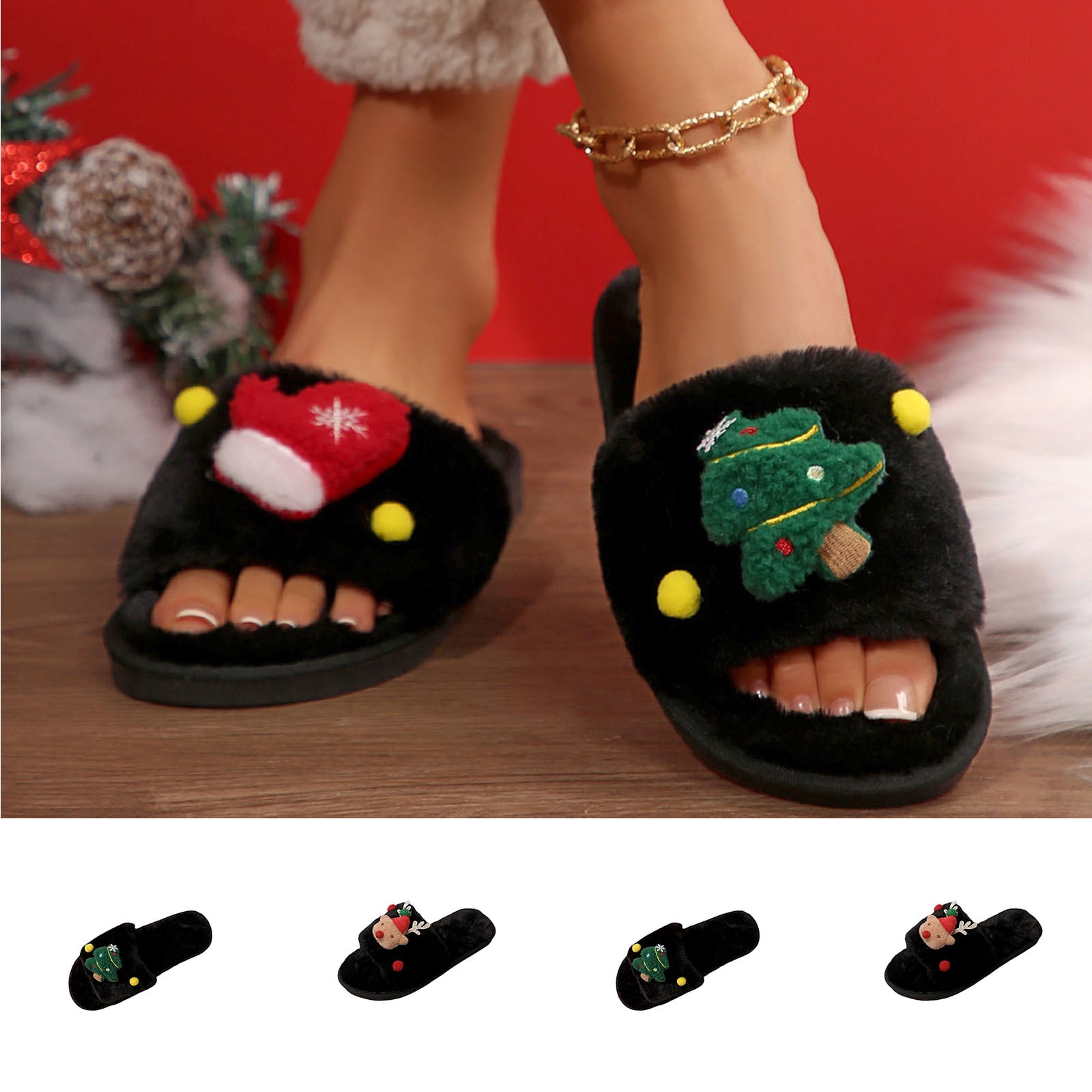 Christmas Women's House Slippers Casual Leisure Indoor Home Christmas ...