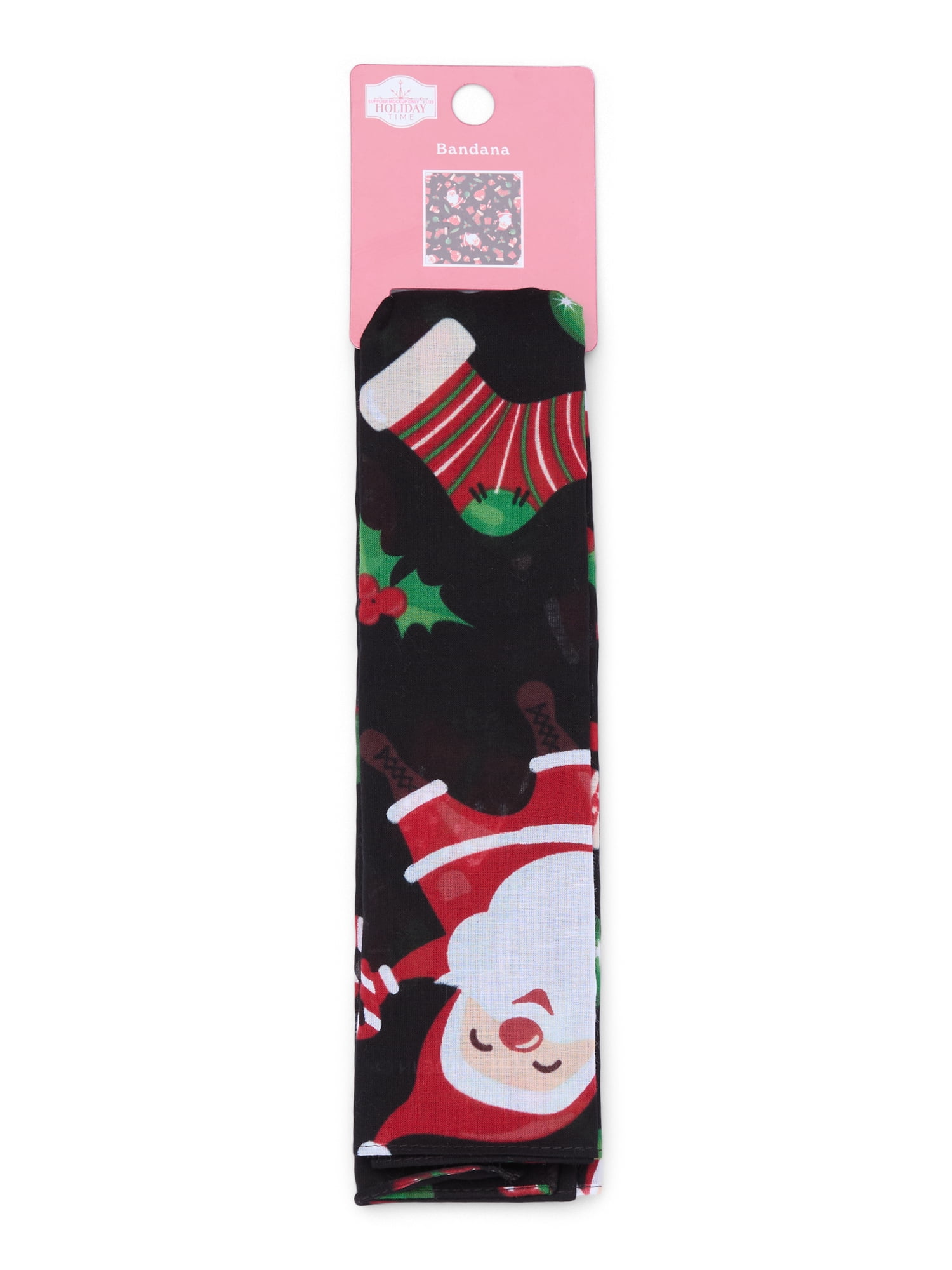 Way to Celebrate Women's Holiday Santas and Stockings Print Bandana ...