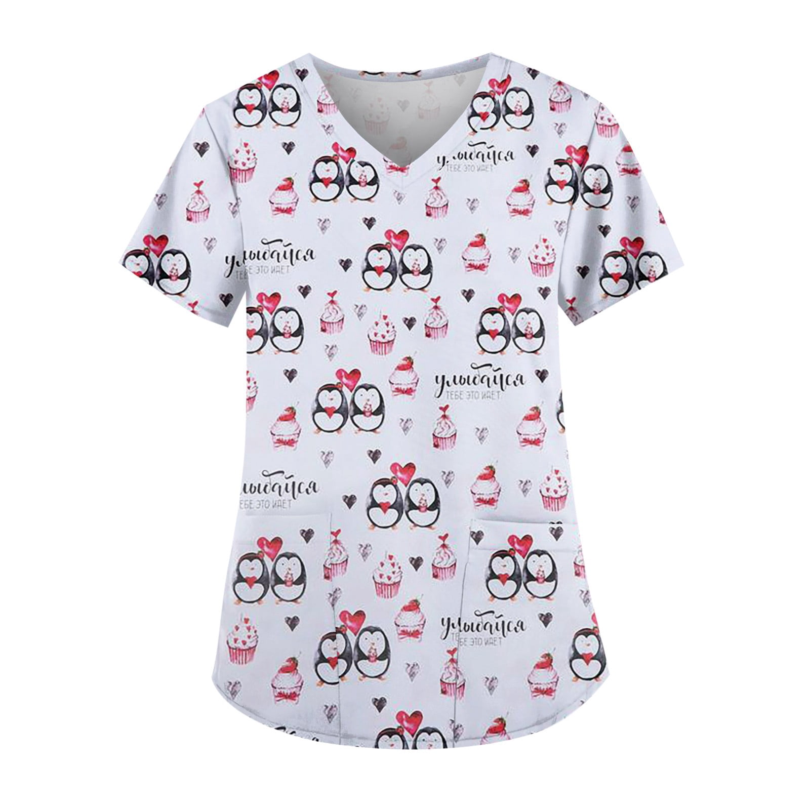 Christmas Women's Scrubs Tops Clearance Cute snowflake Print Short ...