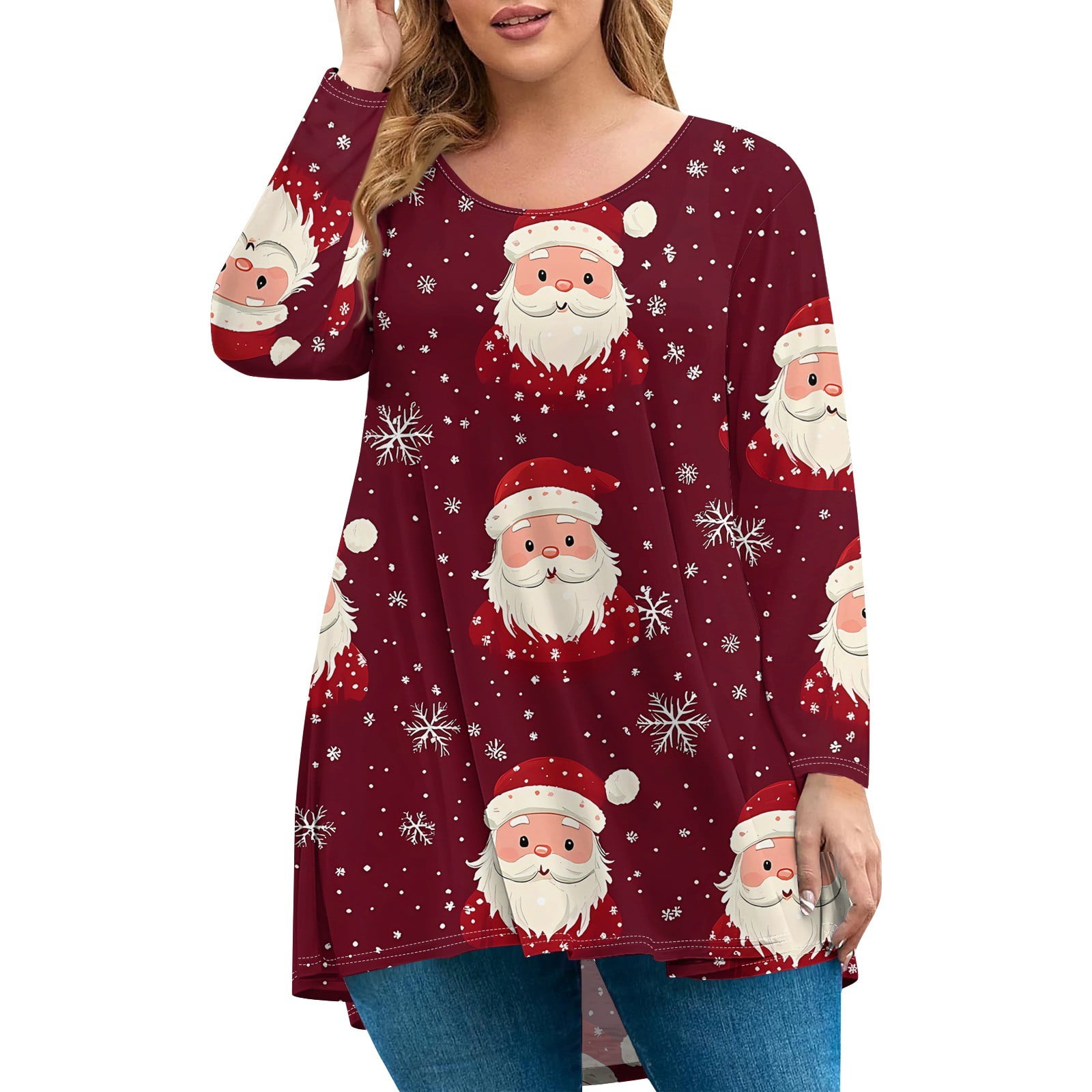 Christmas Womens Plus Size Fall Tops Cute Sexy Plus Size Tops V Neck ...