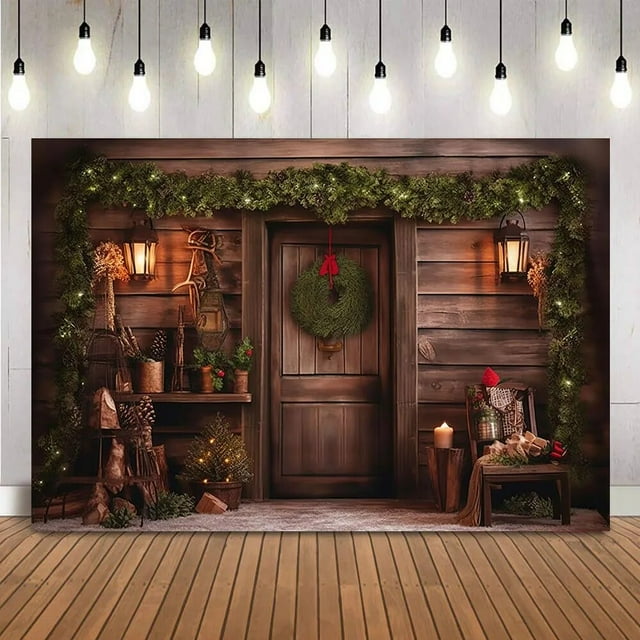 Christmas Wood Door Backdrop for Photography Newborn Kids Portrait ...