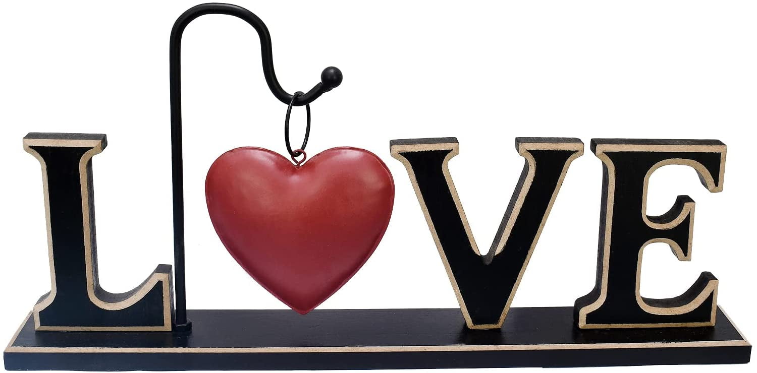 Christmas Wood Love Sign for Home Decor, Decorative Wooden Cutout Love ...