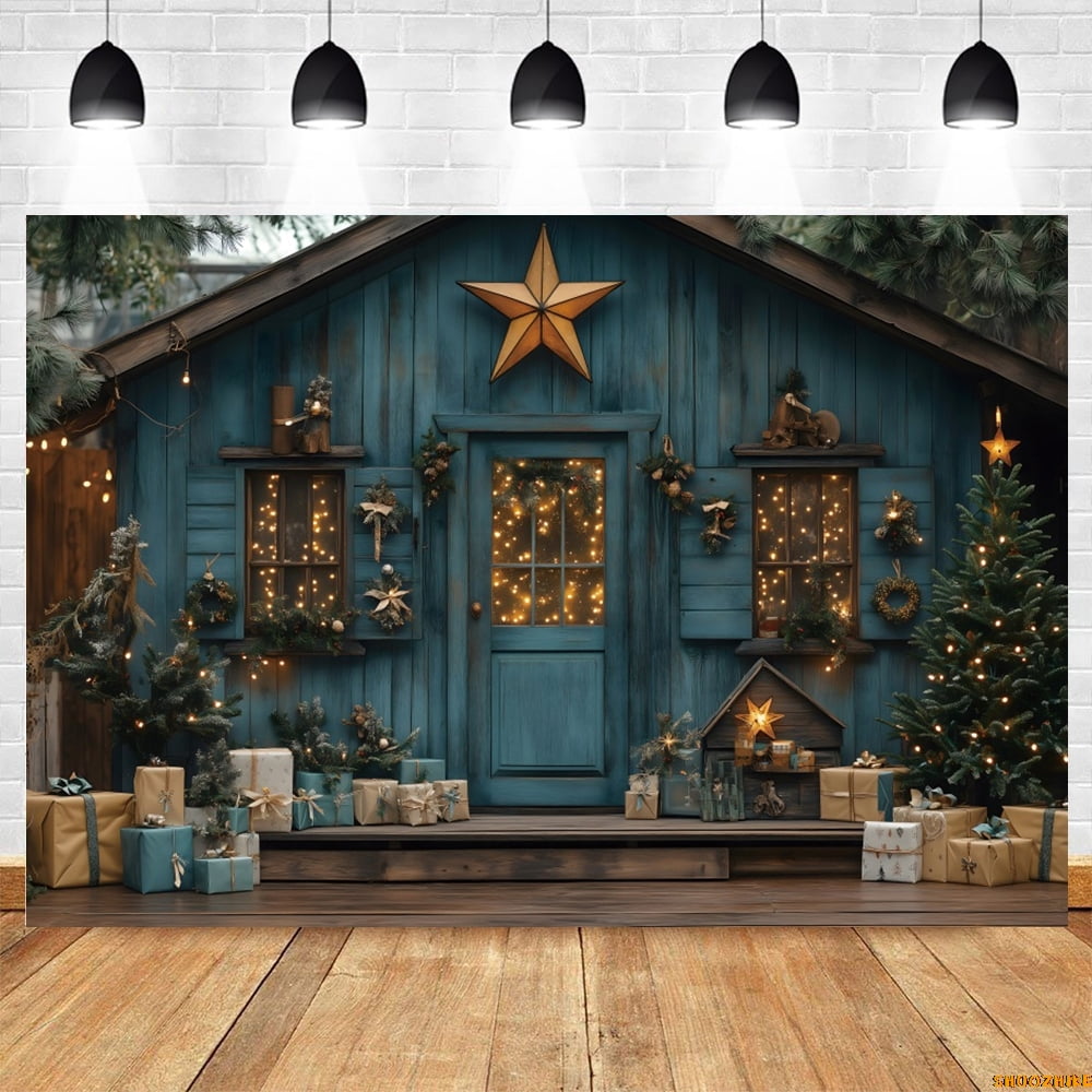 Christmas Wood Photography Backdrop Winter Snow Rural Cottage Christmas ...